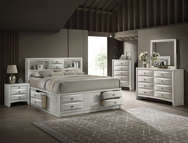SETB4255 EMILY STORAGE WHITE BEDROOM – Diamond Home Furniture & Mattress